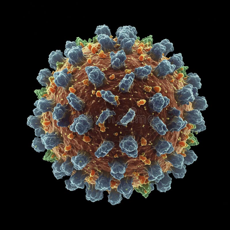 Detailed Rendering of a Virus Particle Showing Surface Proteins and ...