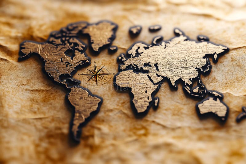 Detailed Representation of an Ancient World Map with Rich Textures ...