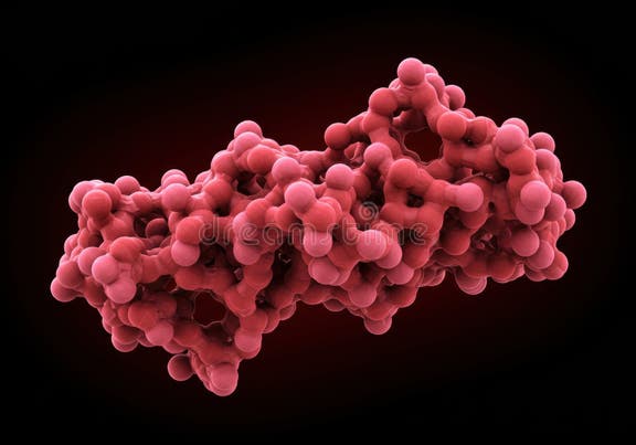 Detailed Representation of Complex Red Molecular Structure on Black ...