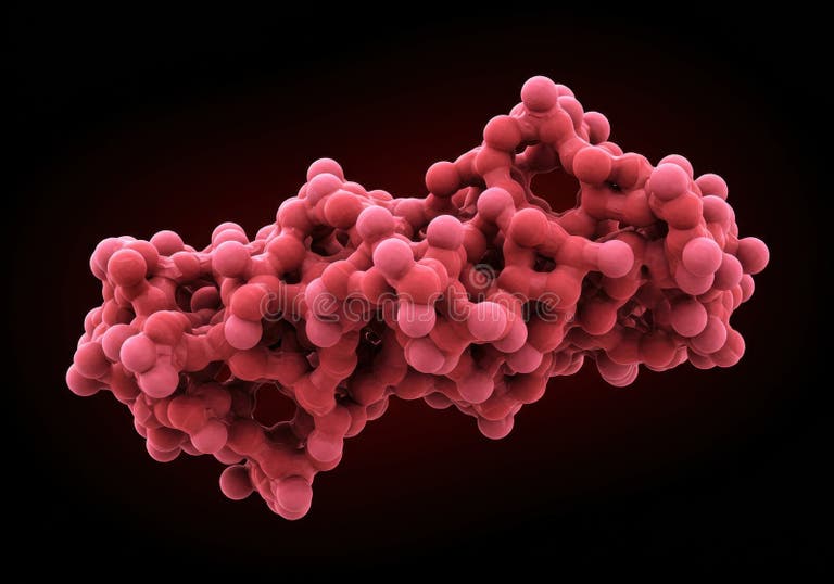 Detailed Representation of Complex Red Molecular Structure on Black ...