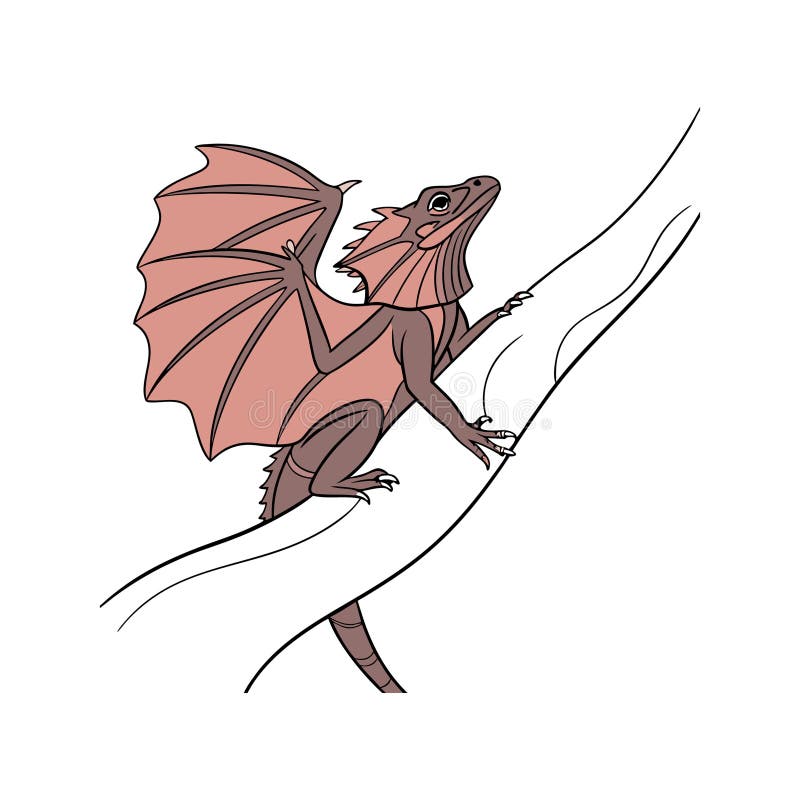 Detailed Representation of Frilled Dragon in Color Stock Illustration ...