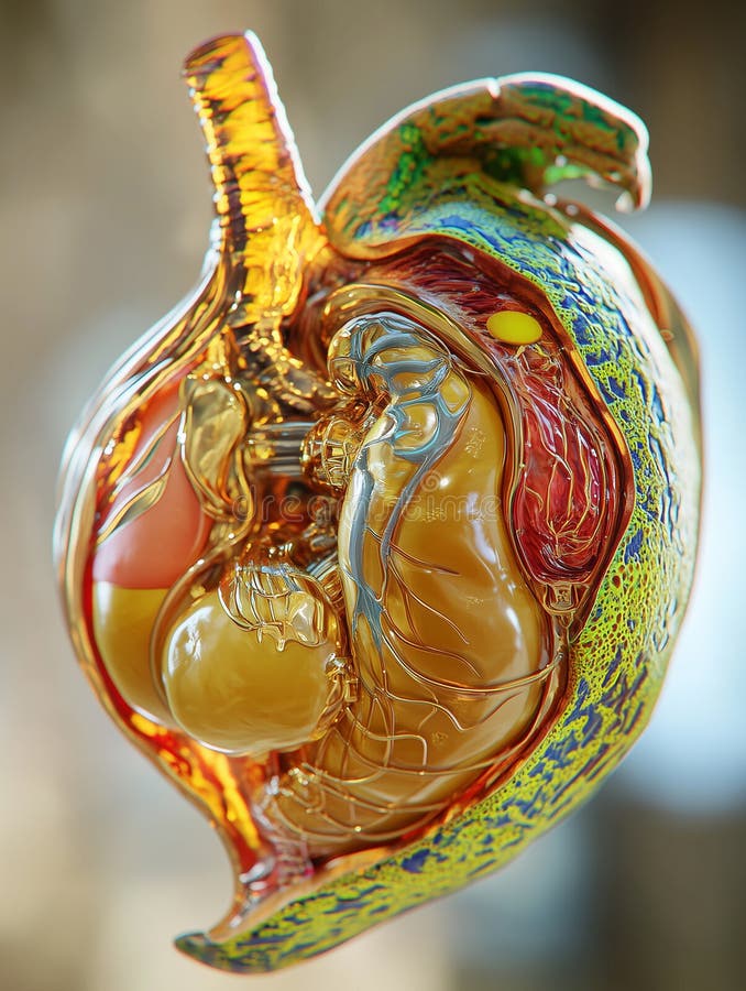 Detailed Representation of the Gallbladder in 3D, Showcasing Bile ...