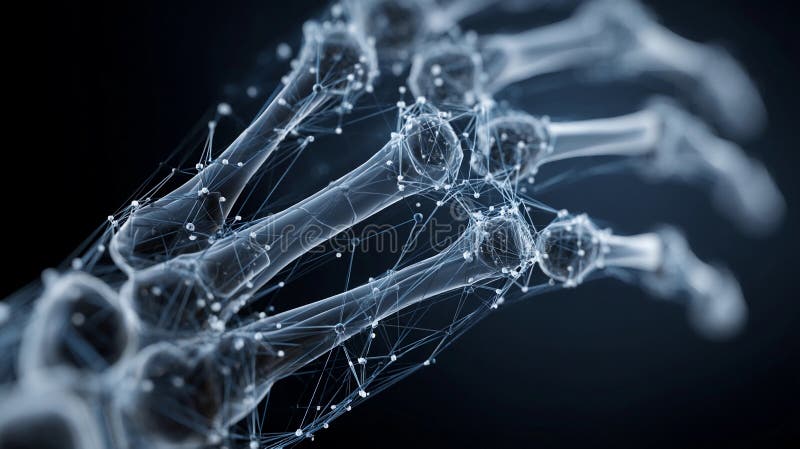 Detailed Representation of a Human Hand Skeleton with Connected Lines ...