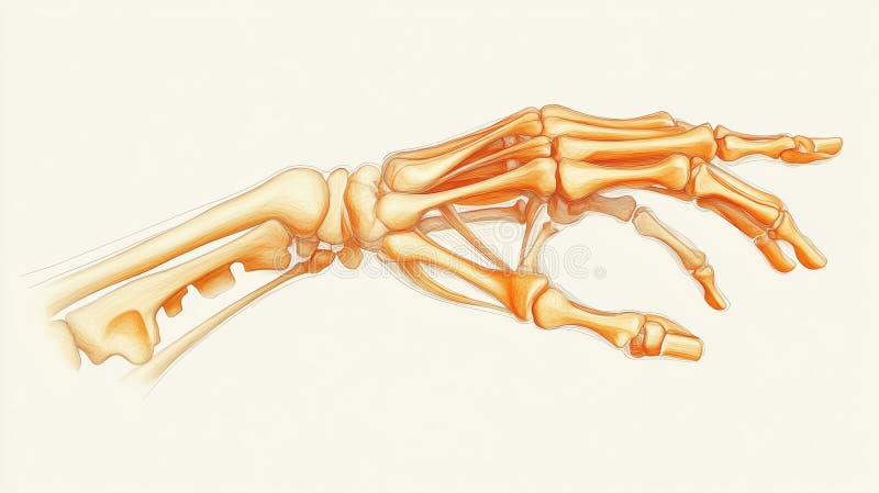 Detailed Representation of a Human Hand Skeleton Showcasing Bones and ...