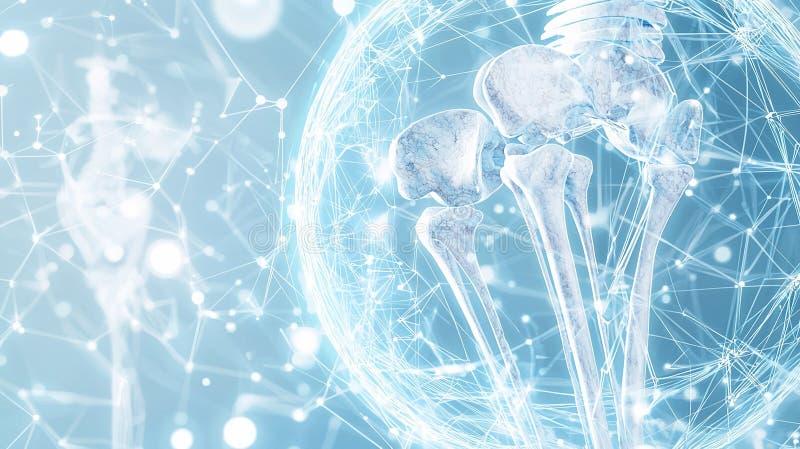 Anatomical Illustration Depicting Skeletal Structure with Glowing ...