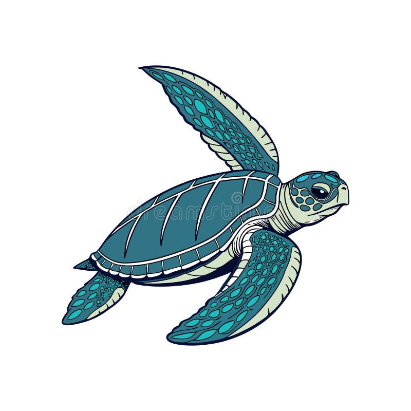 Detailed Representation of Leatherback Sea Turtle in Color Stock ...
