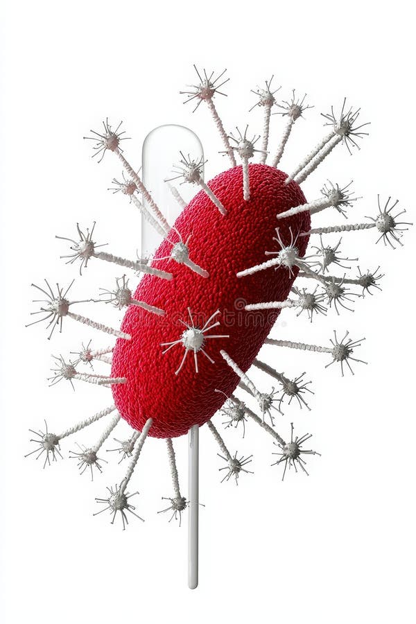 A Detailed Representation of a Red Virus Model Featuring Spikes and a ...