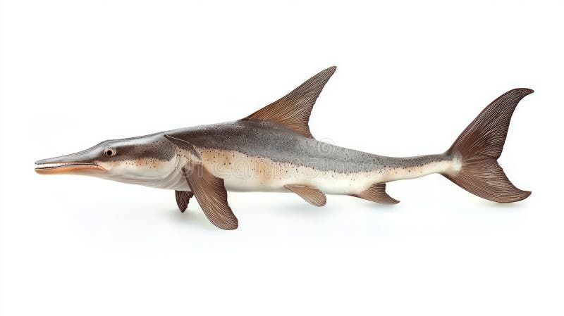 Detailed Representation Showcases a Paddlefish Gliding Smoothly ...