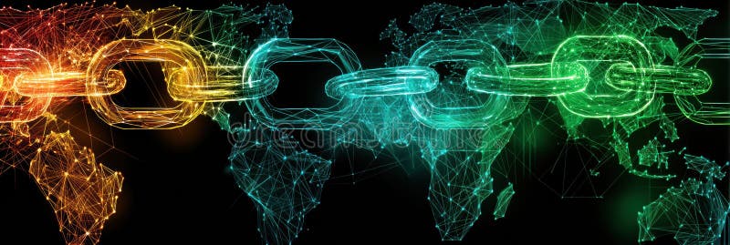 World Map Illustrating Interconnected Chains Locking Advanced ...