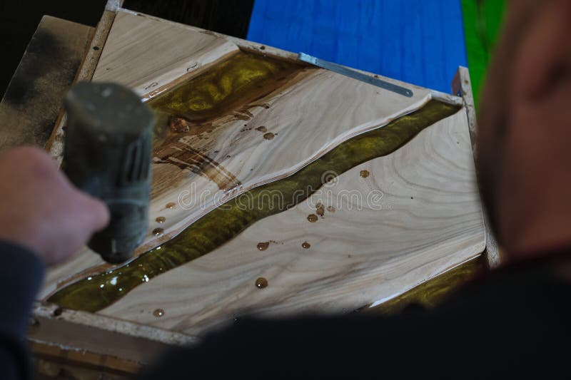 A Detailed Resin Work Process, Merging Art with Carpentry. Reflects the ...