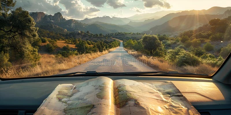 A Detailed Roadmap on a Car Dashboard Stock Illustration - Illustration ...