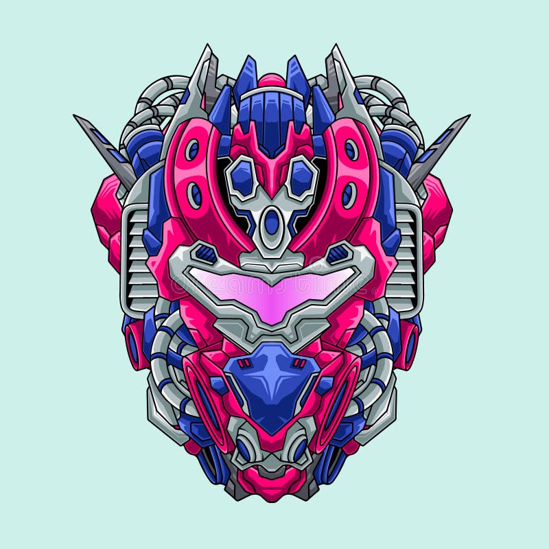 Detailed Robot Head Design Illustration Stock Vector - Illustration of ...