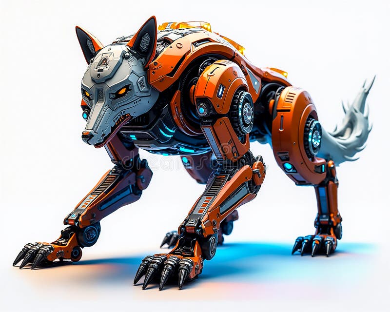 Robotic Wolf Model Showcasing Intricate Design and Vibrant Lighting in ...