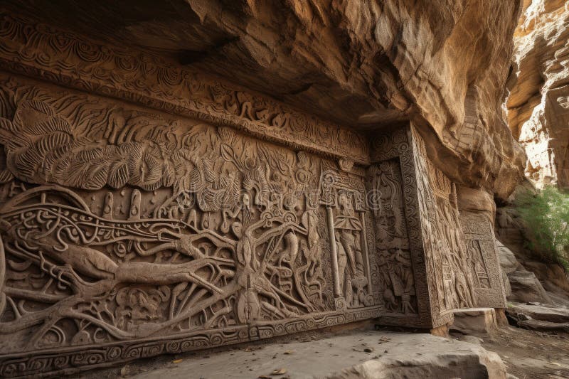 Detailed Rock Carving, with Intricate Patterns and Textures Stock ...
