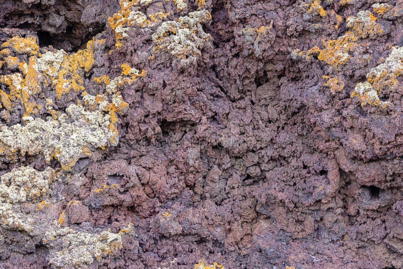 Detailed Rock Structure with Lichen in a Spatter Cone Stock Image ...