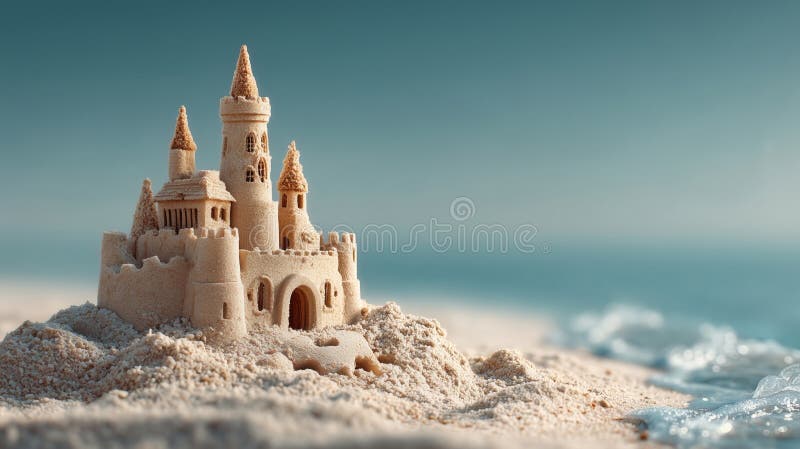 Detailed Sand Castle on the Beach Stock Image - Image of beach, texture ...