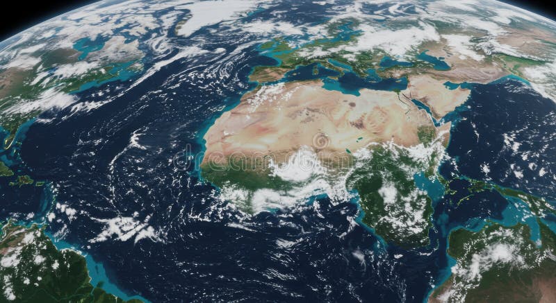 Detailed Satellite View of Earth Showing Continents and Oceans Stock ...