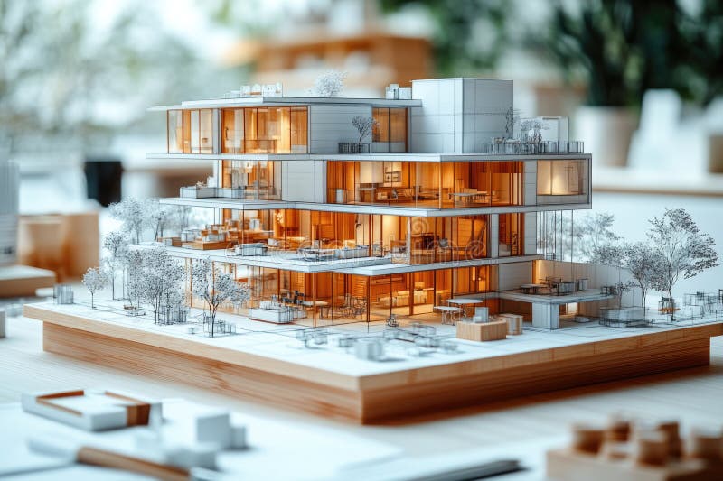 A Detailed Scale Model of a Building on a Desk or Table, Ideal for ...