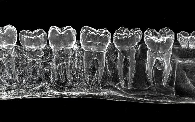 Detailed Scan Showcasing Human Teeth Structure, Highlighting Roots and ...