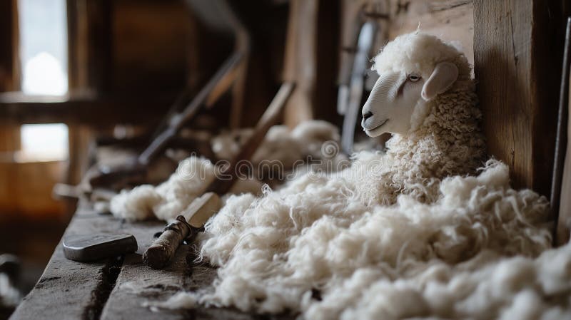 A Detailed Scene Inside a Rustic Workshop Features a Pile of Soft White ...