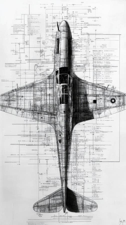 Detailed Schematic of a Spitfire Fighter Aircraft Showcasing Design ...