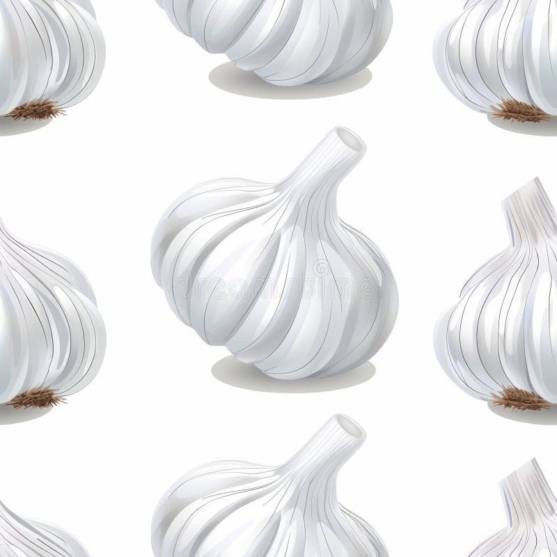 Detailed Seamless Pattern of Realistic Fresh Garlic in Close Up View ...