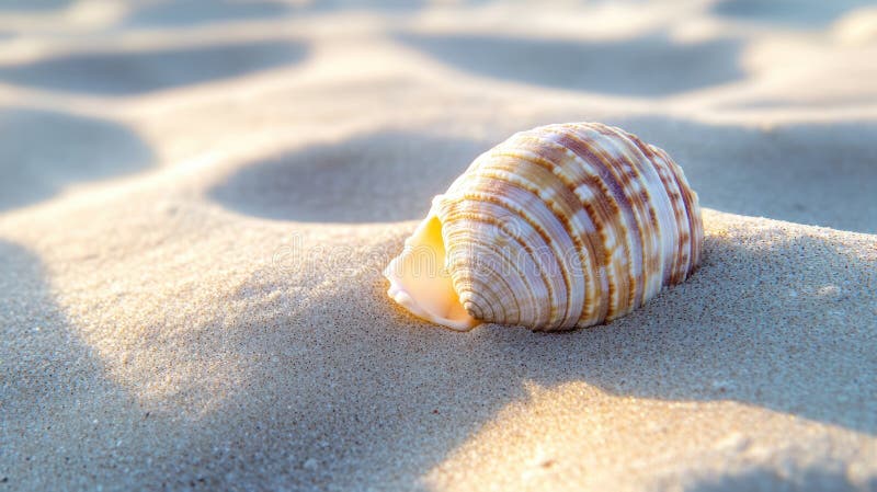 Seashell Resting on Sandy Beach by the Ocean. Stock Illustration ...