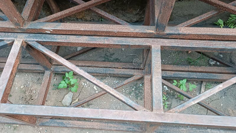 The Detailed Section of the Rusty Iron Frame in the Building S ...