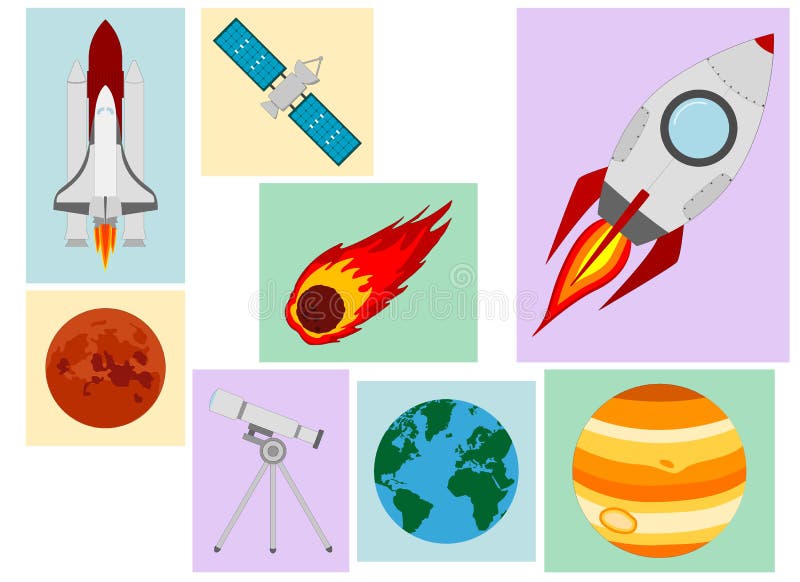 Space icon set stock vector. Illustration of outline - 138200513