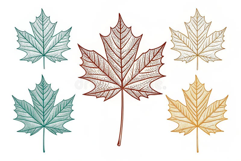 Set of Different Types of Maple Leaves on a White Background. Set of ...