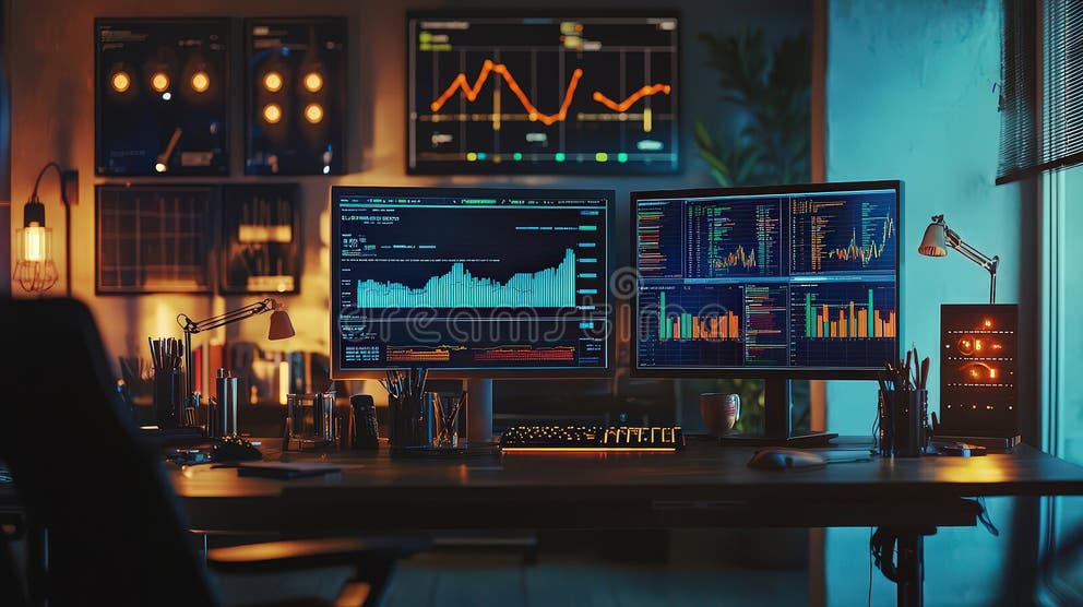 Inflation Reporting Desk Setup with Organized Charts and Data ...