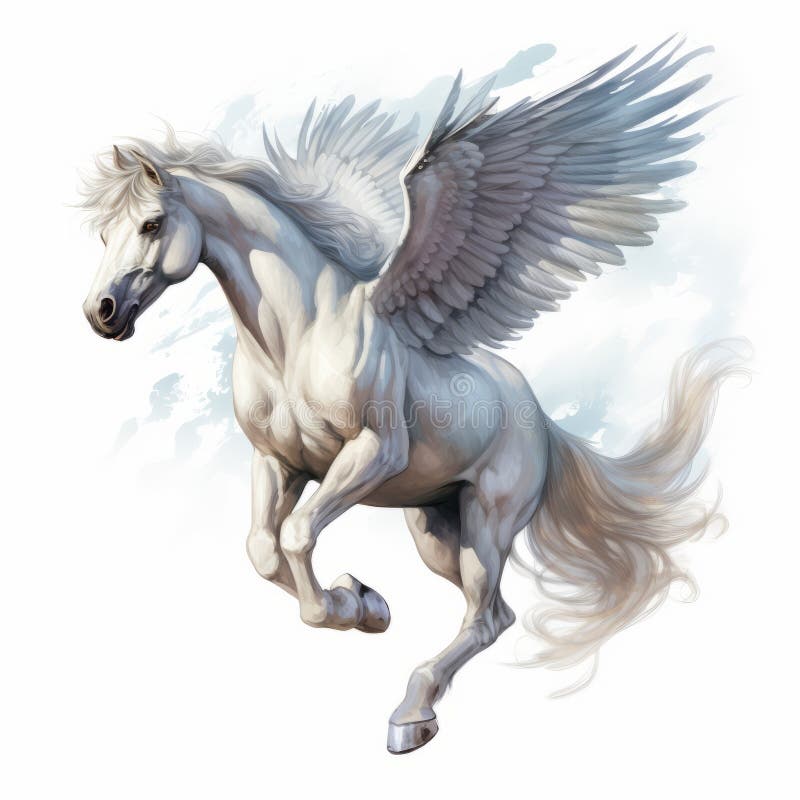 Detailed Shading Illustration of Pegasus in Realistic Spray Painted ...