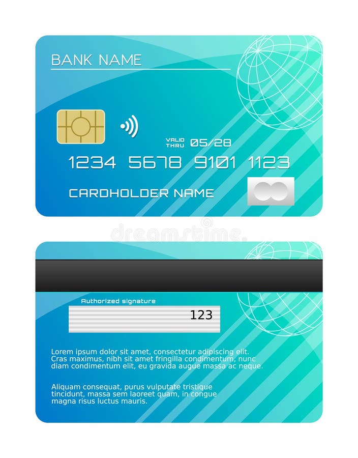 Detailed Shiny Credit Card Template. Both Front and Back Side of Debit ...