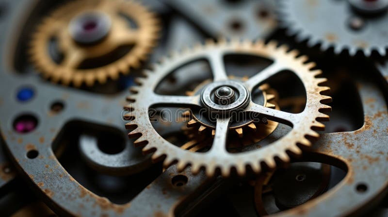 Close-up of an Old Clock Mechanism Stock Illustration - Illustration of ...