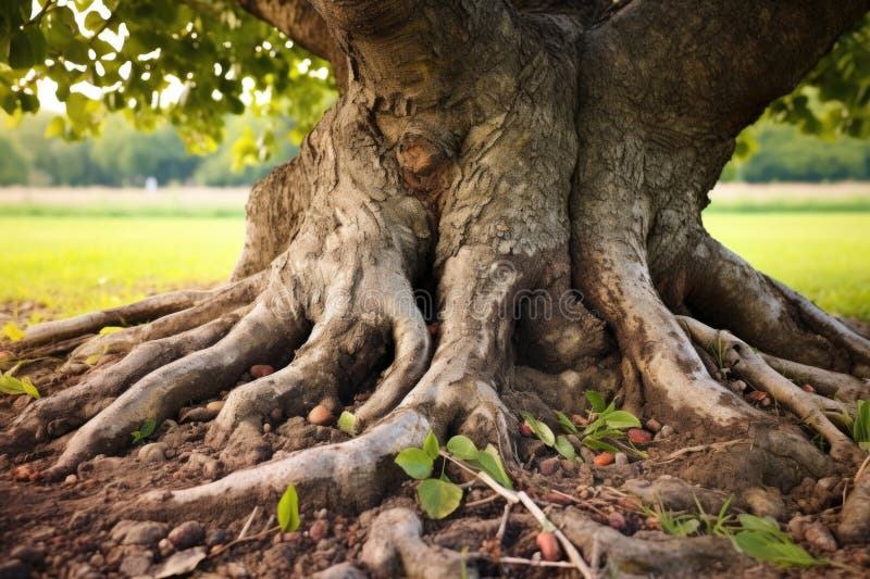 Detailed Shot of an Apple Tree Trunk and Roots Stock Image - Image of ...