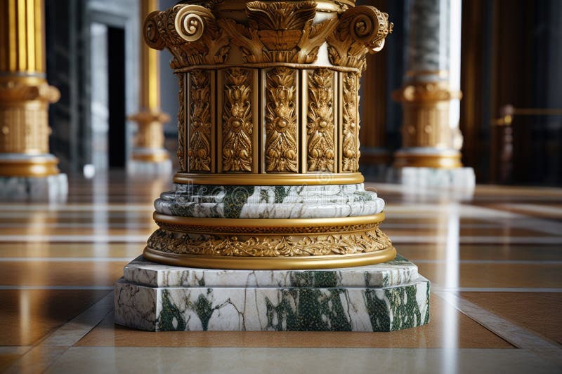 Detailed Shot of the Base of a Classical Column in an Office Lobby ...