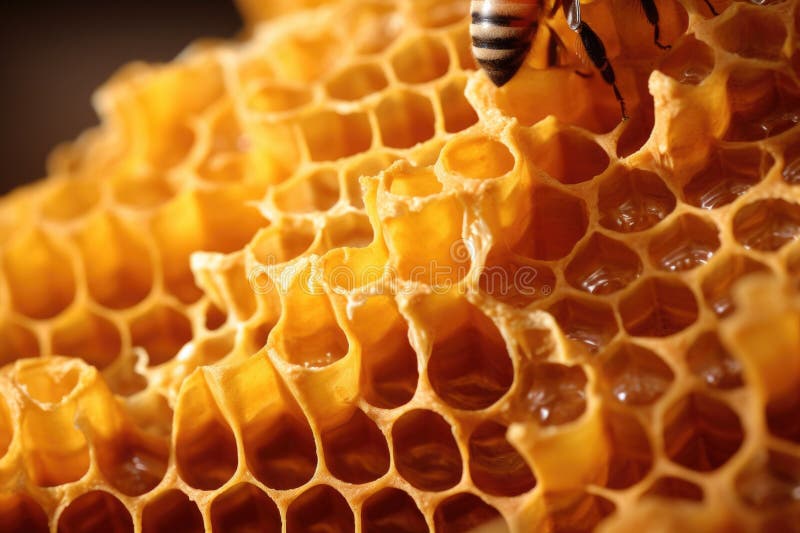 Detailed Shot of Beeswax Structure within the Hive Stock Photo - Image ...