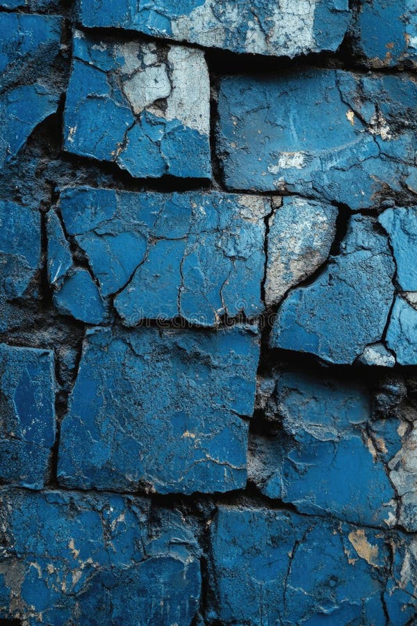 A Detailed Shot of a Blue Stone Wall with Texture and Weathered ...