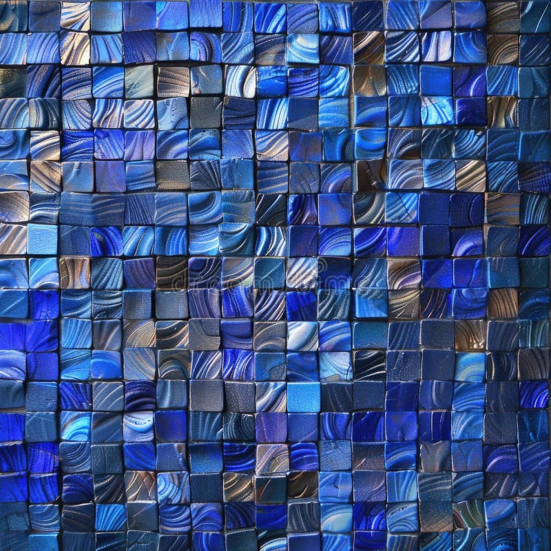 A Detailed Shot of a Blue Tile Pattern on a Wall Stock Image - Image of ...