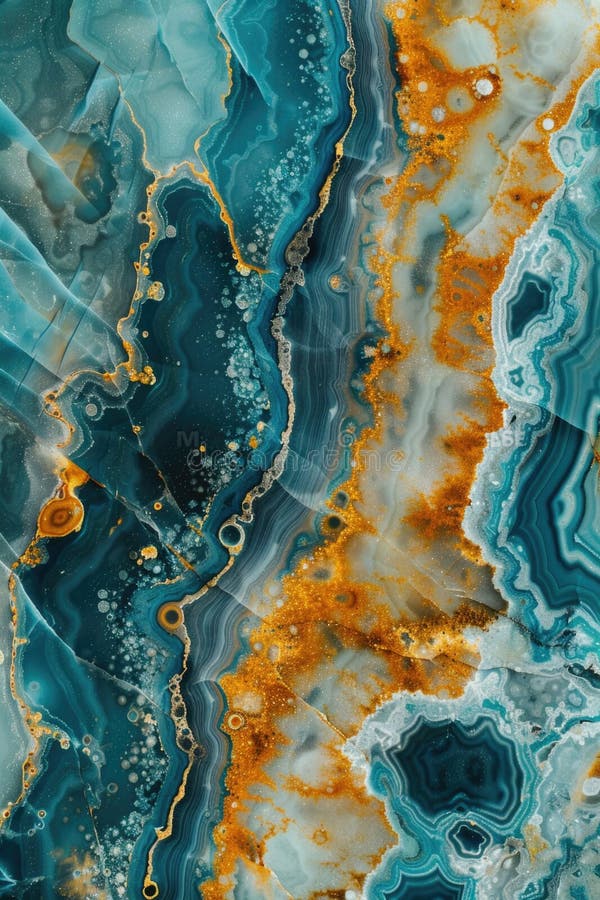 A Detailed Shot of a Blue and Yellow Marble with Swirling Patterns ...