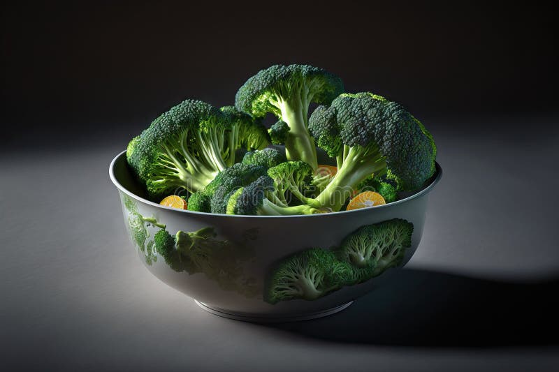 Detailed Shot of a Bowl of Steamed Broccoli Stock Illustration ...