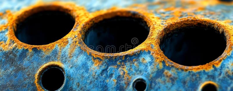 A Detailed Shot of a Bumpy Metallic Surface with Round Holes, Lit by ...