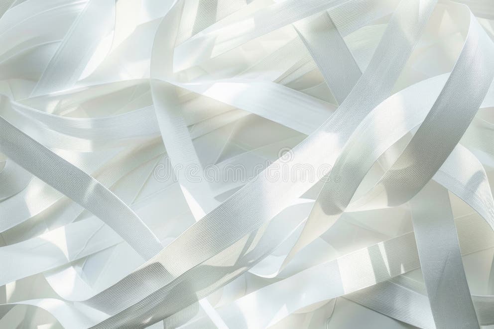 A Detailed Shot of a Bundle of White Ribbons Stock Photo - Image of ...