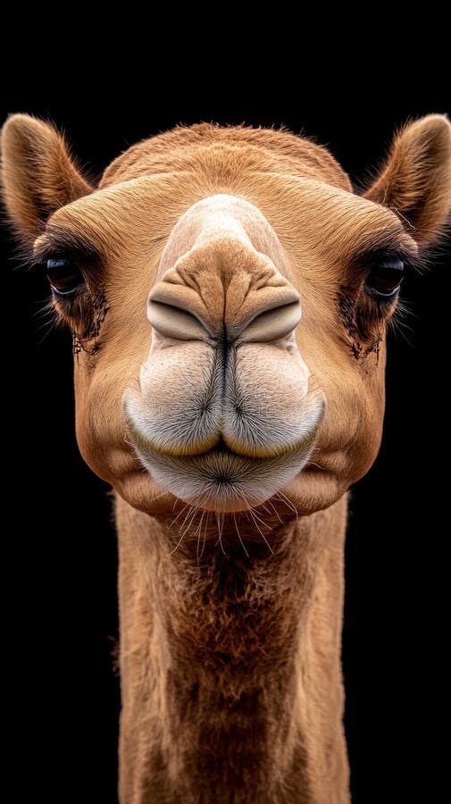 A Detailed Shot of a Camel S Face Against a Black Backdrop Stock Image ...