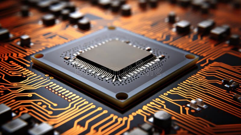 Detailed Shot of Circuit Board with Integrated Chips and Capacitors ...