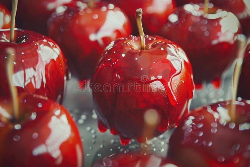 A Detailed Shot of a Cluster of Bright Red Apples Stock Photo - Image ...