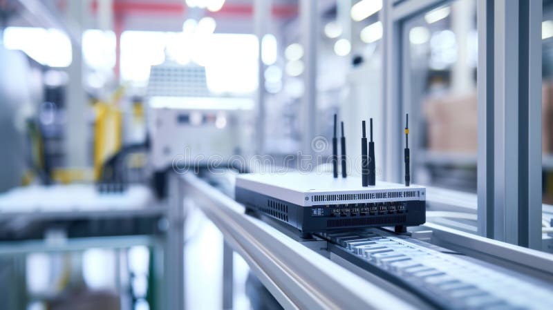 A Detailed Shot of a Compact Wireless 5G Modem Connected To an Edge ...