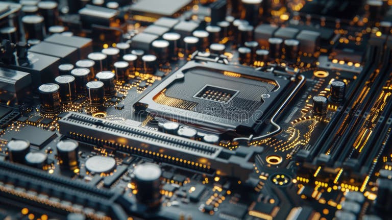 A Detailed Shot of a Computer Motherboard with Various Components and ...