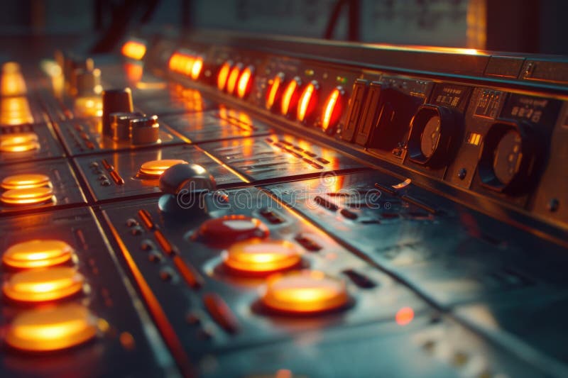 A Detailed Shot of a Control Panel with Various Lights and Buttons ...