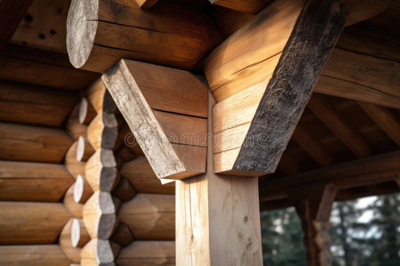 Detailed Shot of the Corner Joints of a Log Cabin Structure Stock Image ...